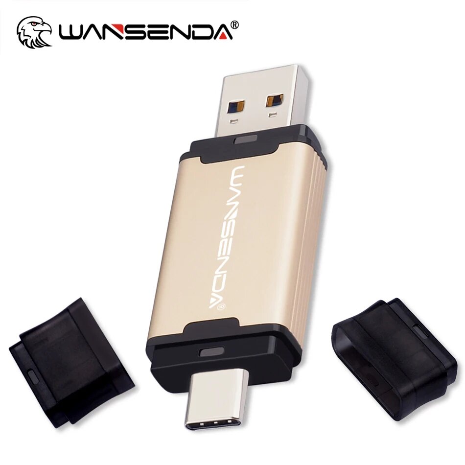 WANSENDA флешка 128 ГБ USB Type-C Gold