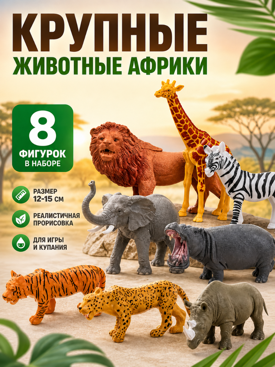 Набор фигурок диких животных Домашний зоопарк, 8 развивающих фигурок, 2А283