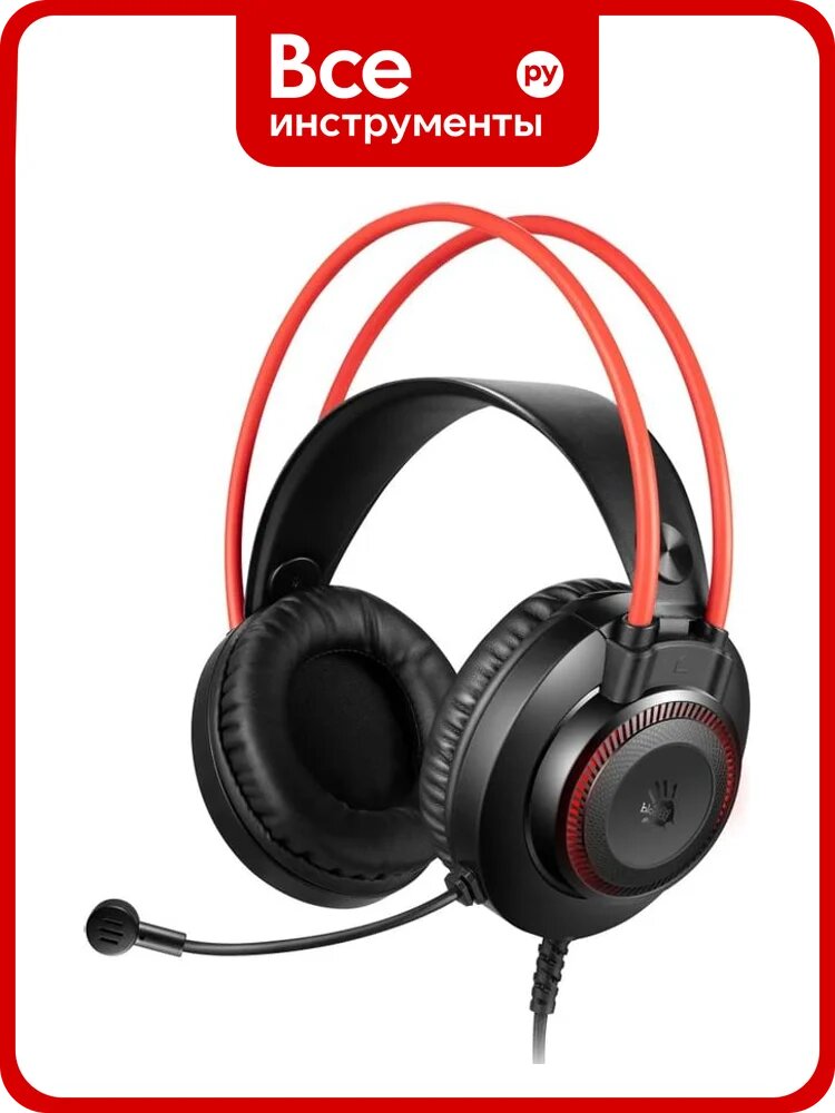 Наушники с микрофоном A4TECH Bloody G200S черный/красный 2м мониторные USB (G200S USB/ BLACK +RED) 1431307