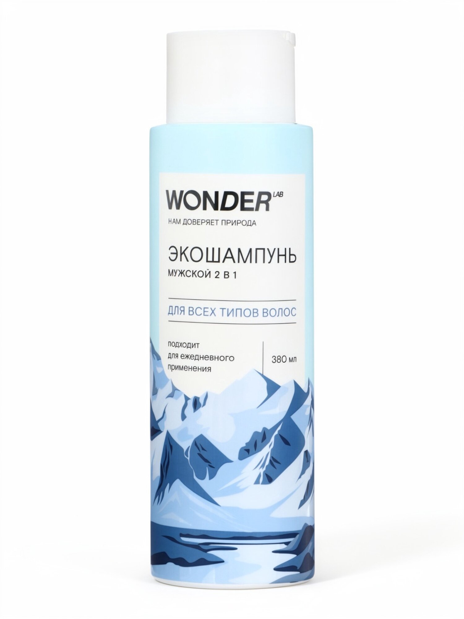 Экошампунь мужской 2 в 1 WONDER LAB для всех типов волос, 380 мл