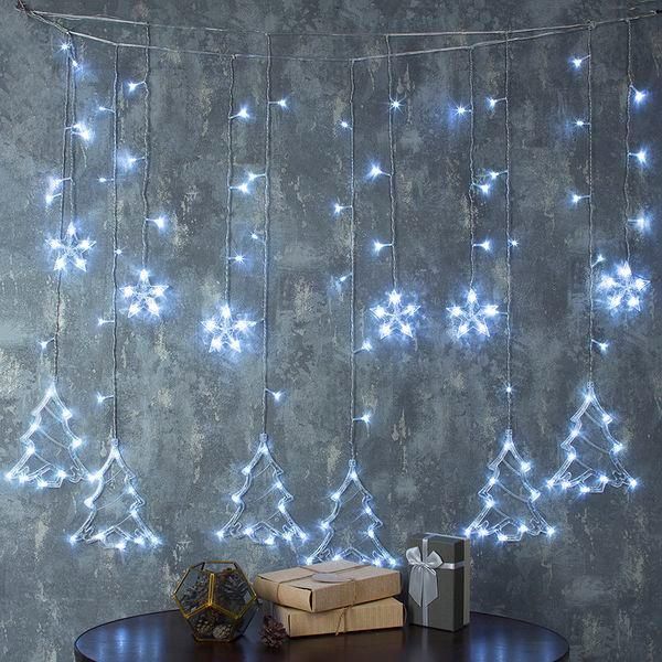 Гирлянда светодиодная Luazon Lighting 2361710 Бахрома 2,4х0,9 м с насадками Ёлки