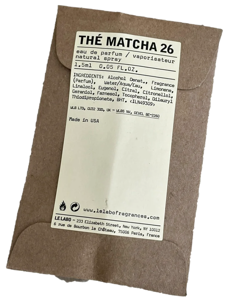 Парфюм-сэмпл Le Labo The Matcha 26 0.75 мл для женщин и мужчин / Матча 26 миниатюра