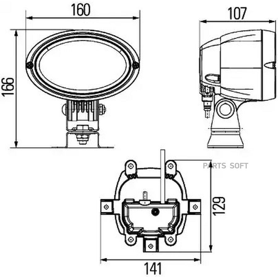 Фара рабочего освещения Oval 100 Xenon от официального дистрибьютора, BEHR-HELLA, артикул 1GA996461591