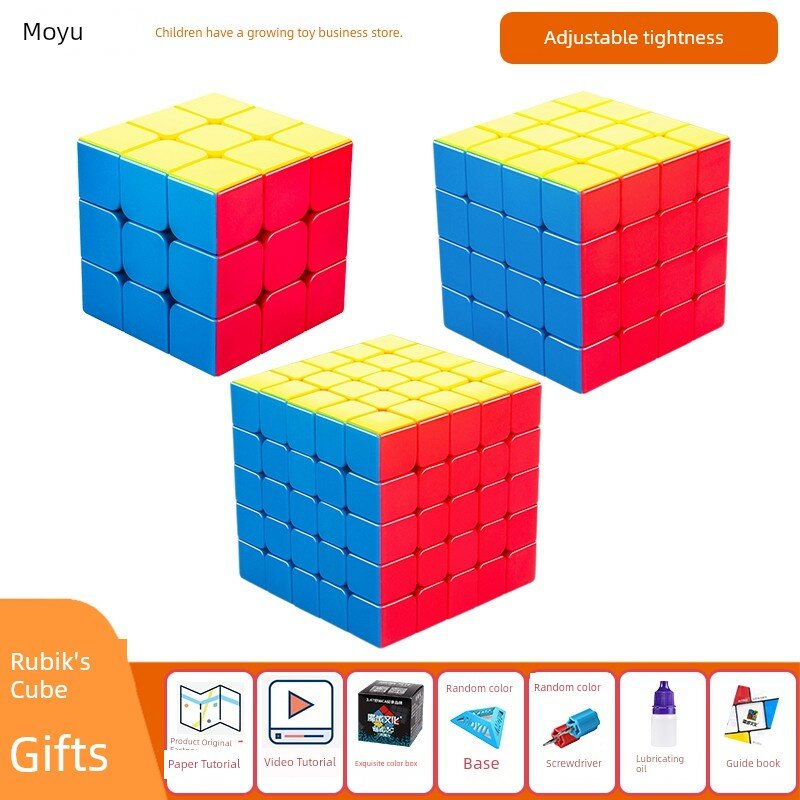 Комплект кубиков Рубика 3x3, 4x4 и 5x5 с основанием, отверткой и инструкцией