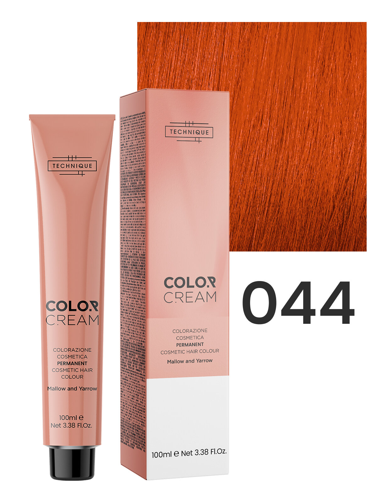 Крем - краска для волос профессиональная Technique Color Cream Permanent Cosmetic Hair Colour 044 Корректор Медный, 100 мл