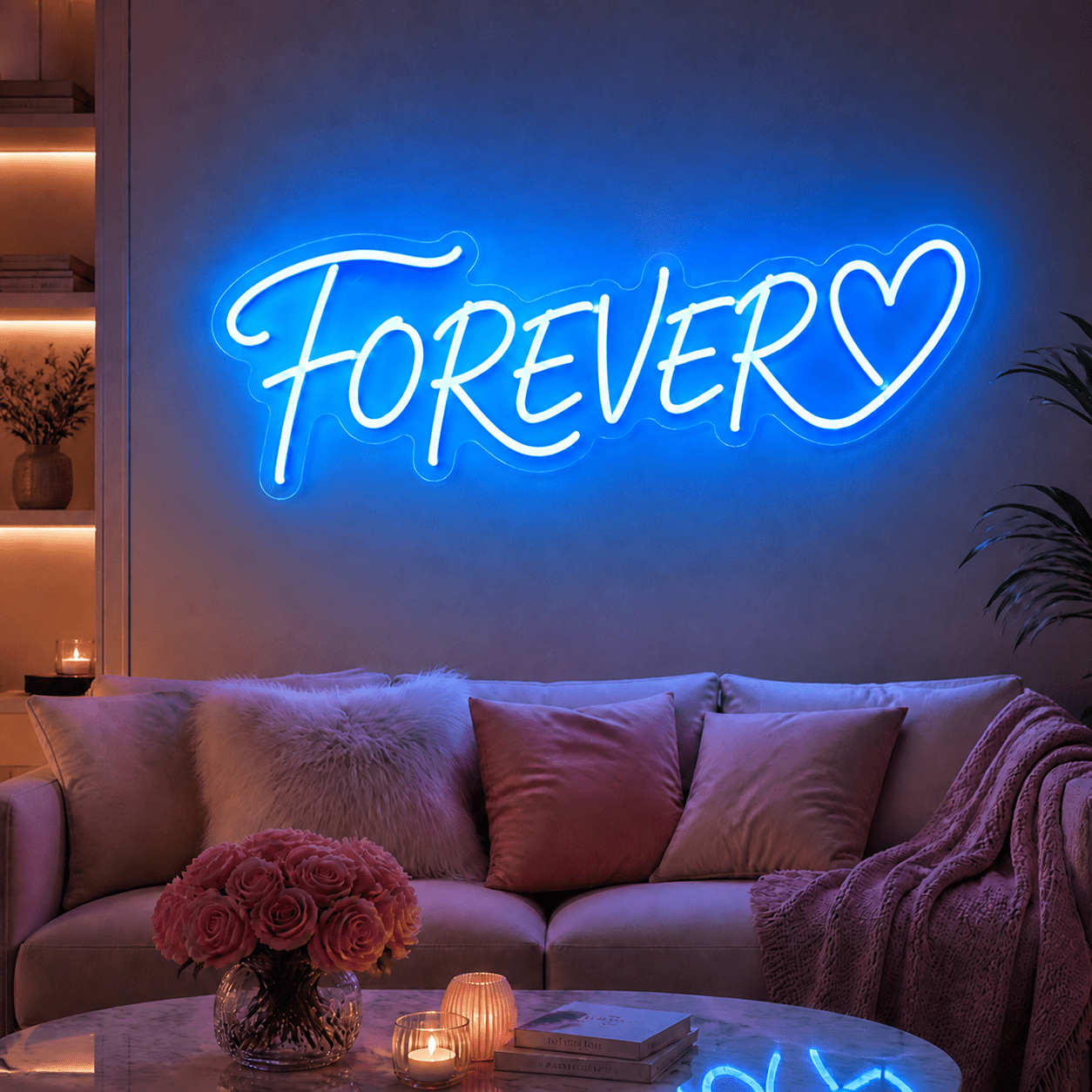 Неоновая светодиодная вывеска «Forever» синего цвета, 5 дюймов, 1 буква, настенный декор для спальни, гостиной и витрины