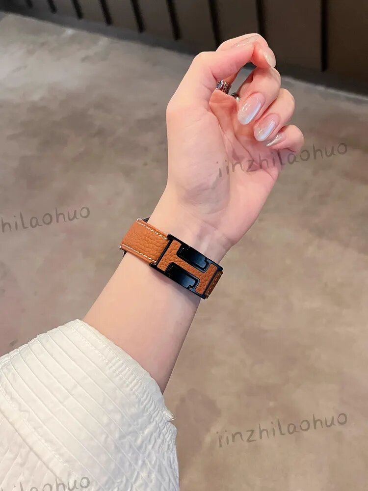 Ремешок для смарт-часов Samsung Galaxy Watch 6 / 7, кожаный, коричневый, 20мм, 210 мм — фото 1