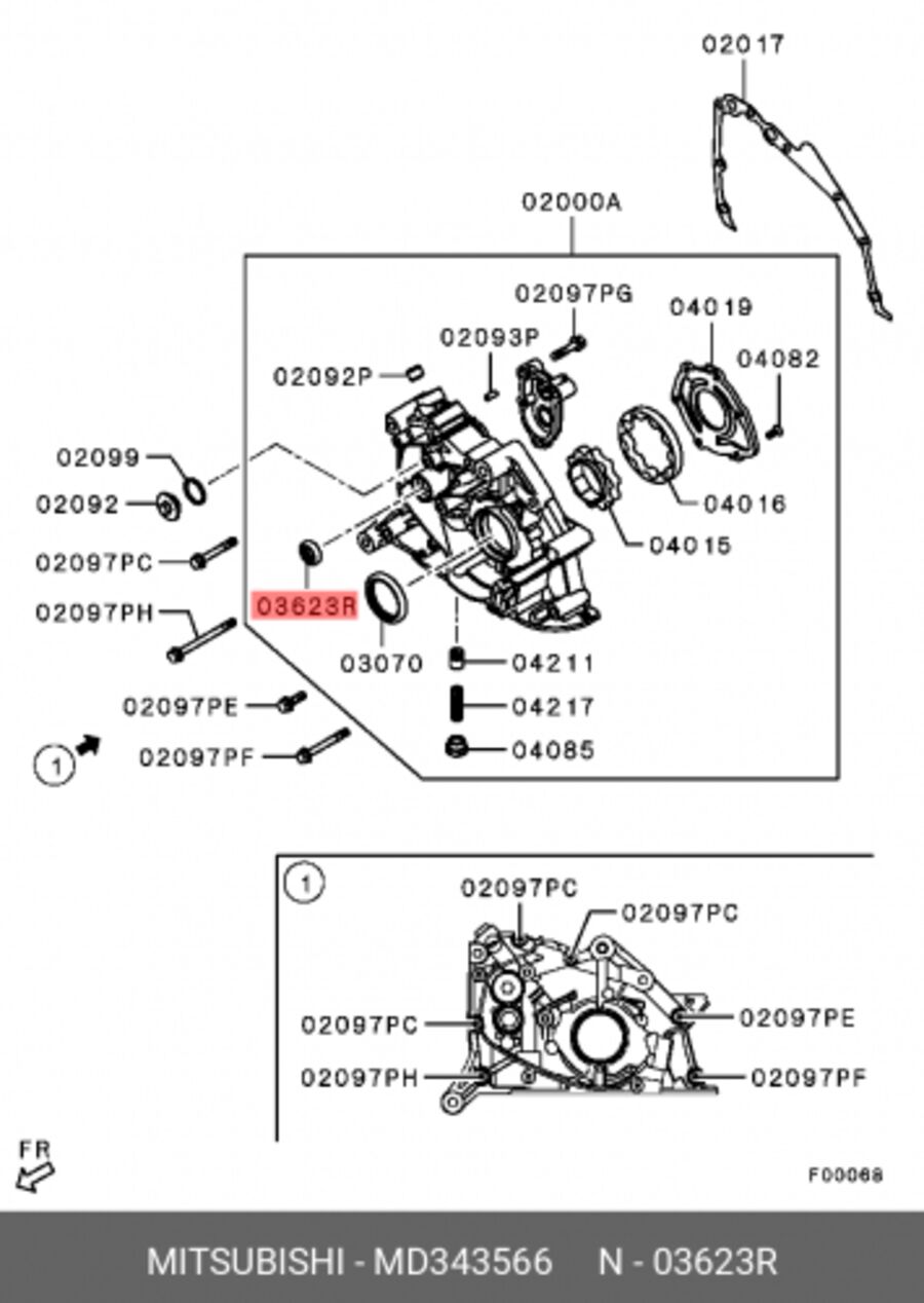 Сальник масл. насоса mitsubishi /hyundai (MITSUBISHI MD343566)