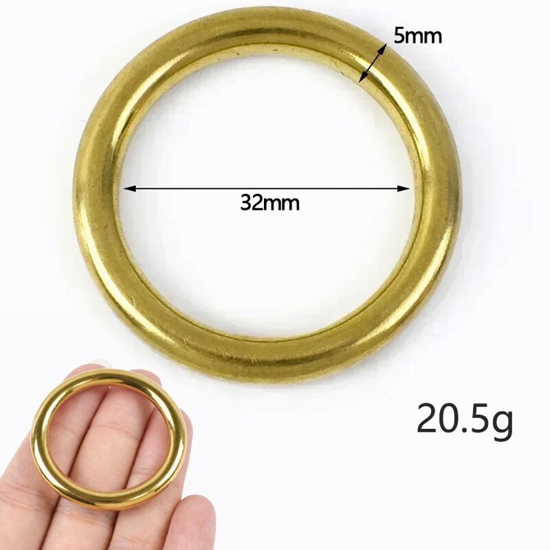 Meetee Латунные кольца с пряжкой 8/12/16/20/25/30/32/38/45/51 мм 10Pcs, Brass-32mm
