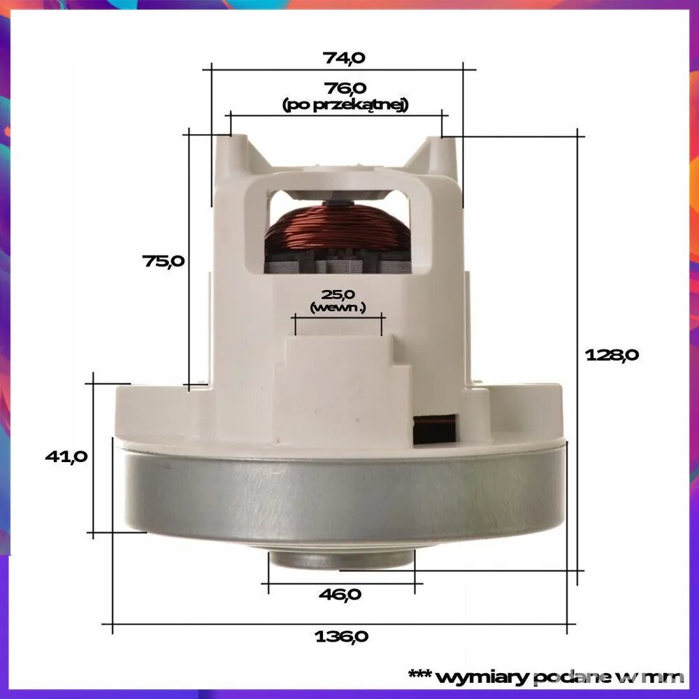 Эксклюзивный силовой агрегат 1200 Вт для пылесосов Miele MRG 41042/2 и MRG 74242/2, габариты 129 на 135 мм, артикулы