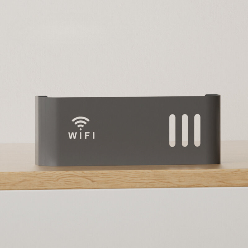 Настенная полка-органайзер для Wi-Fi роутера и ТВ-приставки без сверления, серая