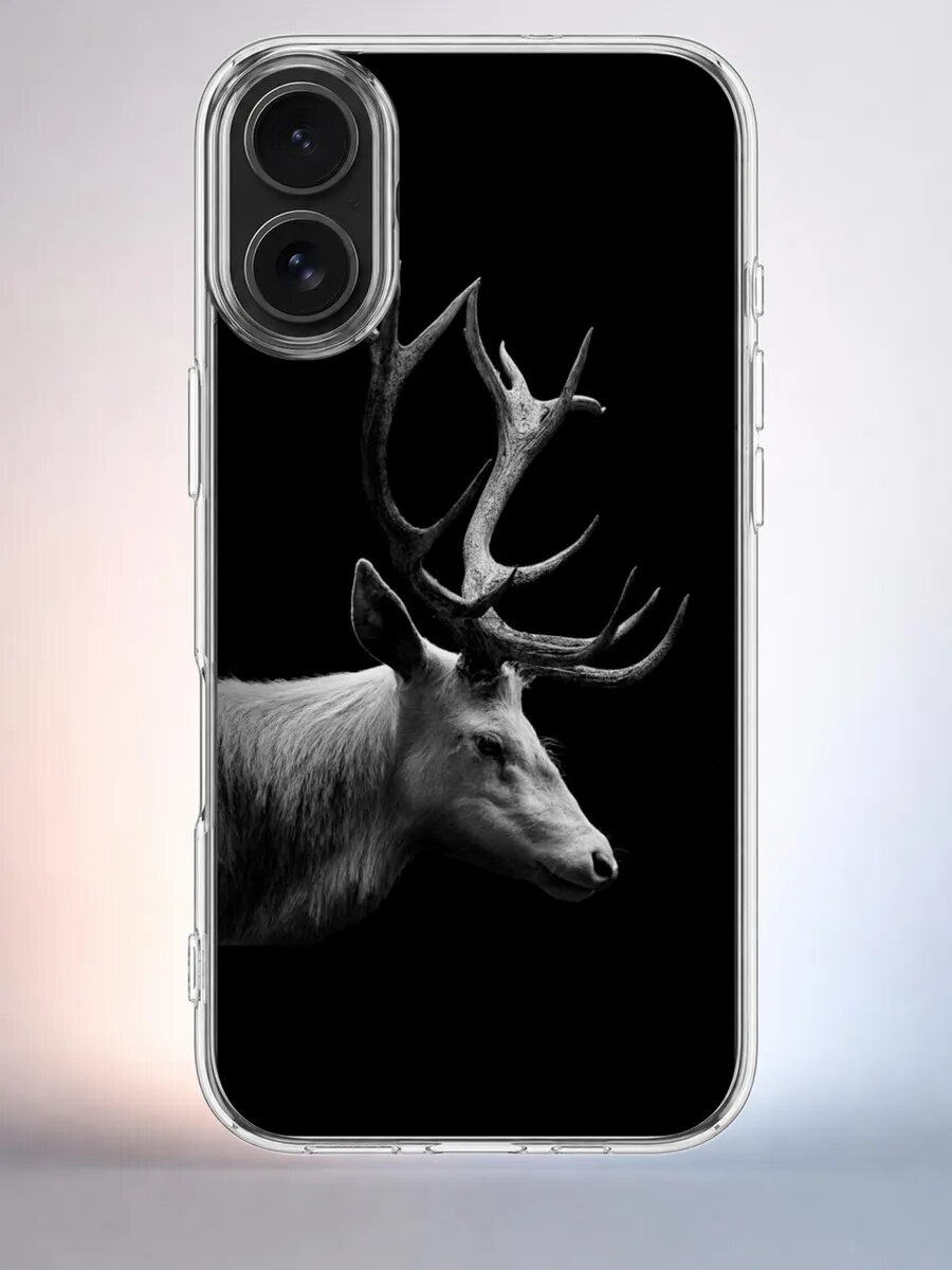 Чехол iPhone 16 олень профиль силиконовый