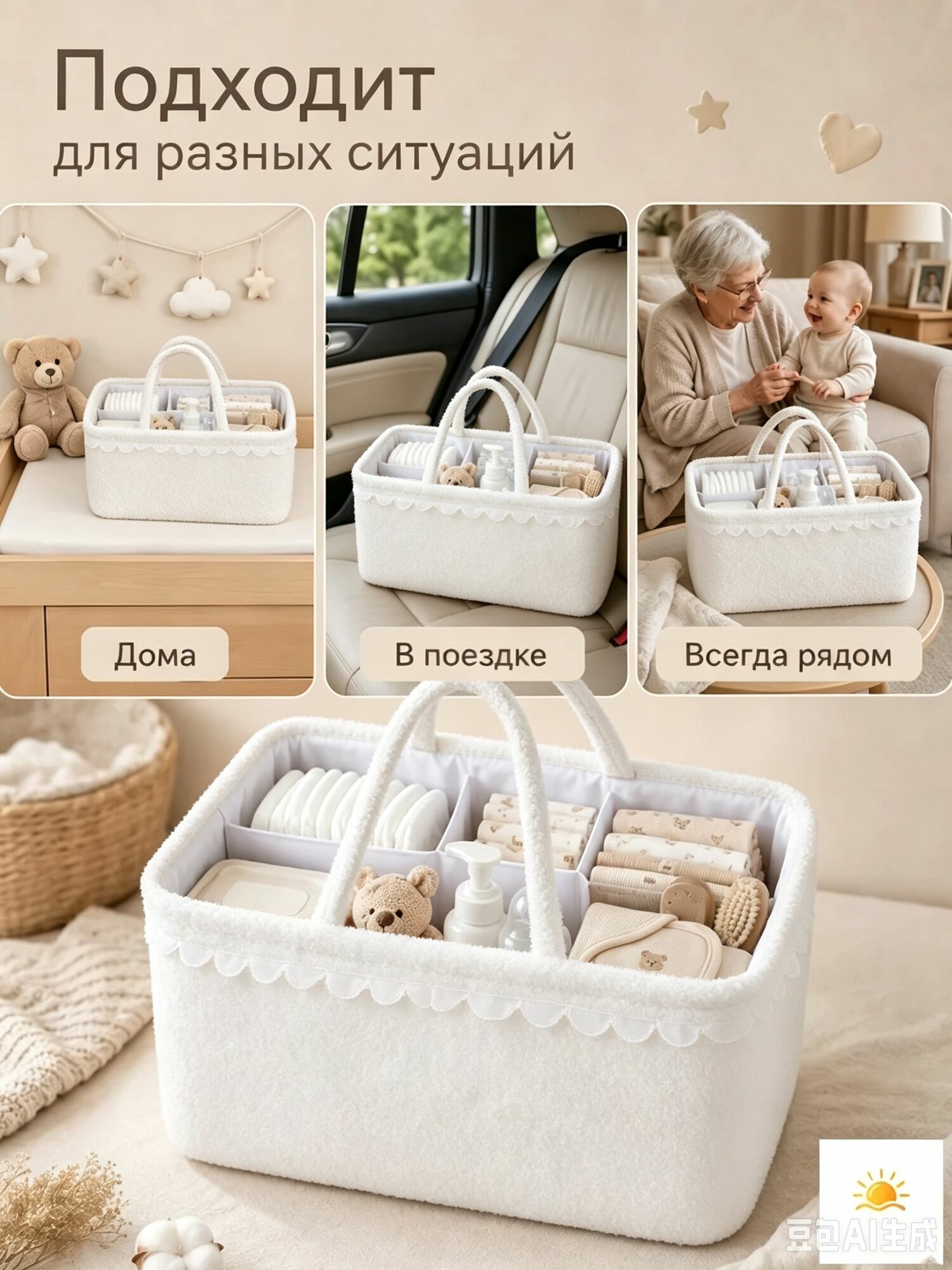 Органайзер для белья, одежды 38x25x18 см 1 шт полиэстер серый