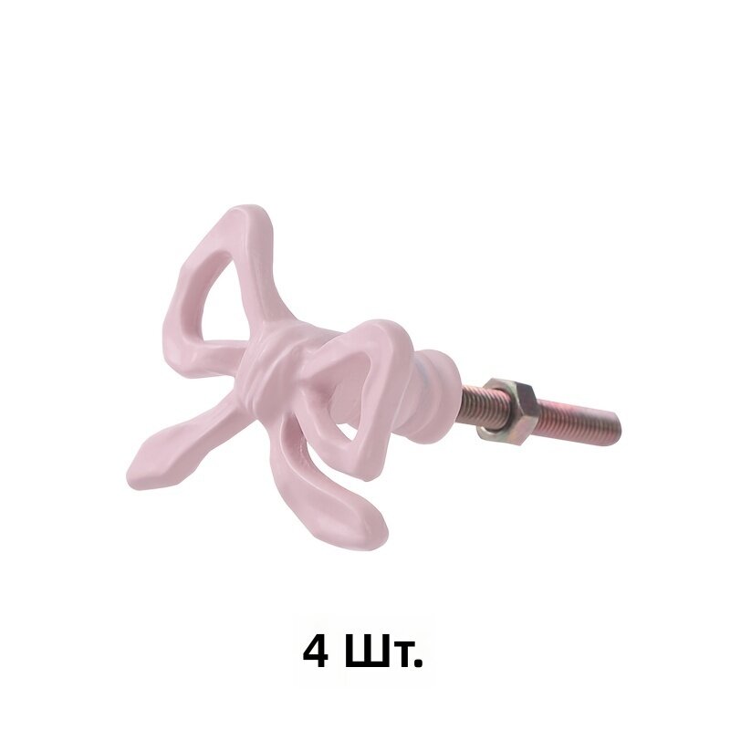 Винтажные ручки в виде розового банта, 4 шт, для ящиков шкафов и комодов