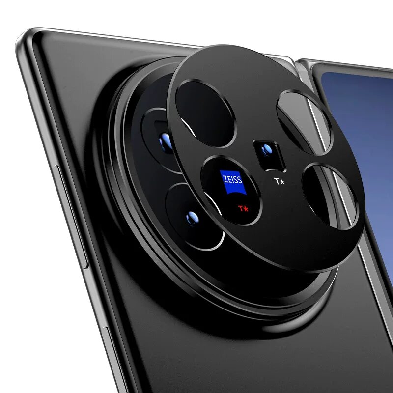 Металлический защитный чехол для объектива камеры Vivo X Fold5, черный, без рамки, полное покрытие, ударопрочный для