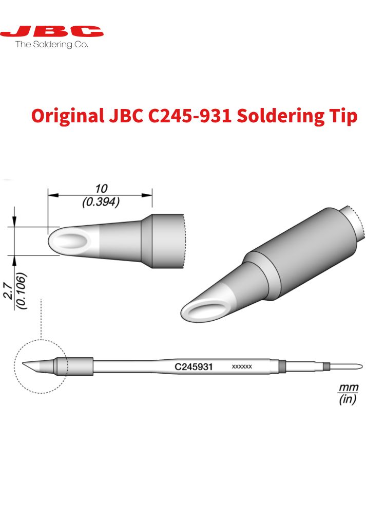 Жало паяльника JBC C245-931 диаметром 2.7 мм для паяльной станции CDB, 1 шт.