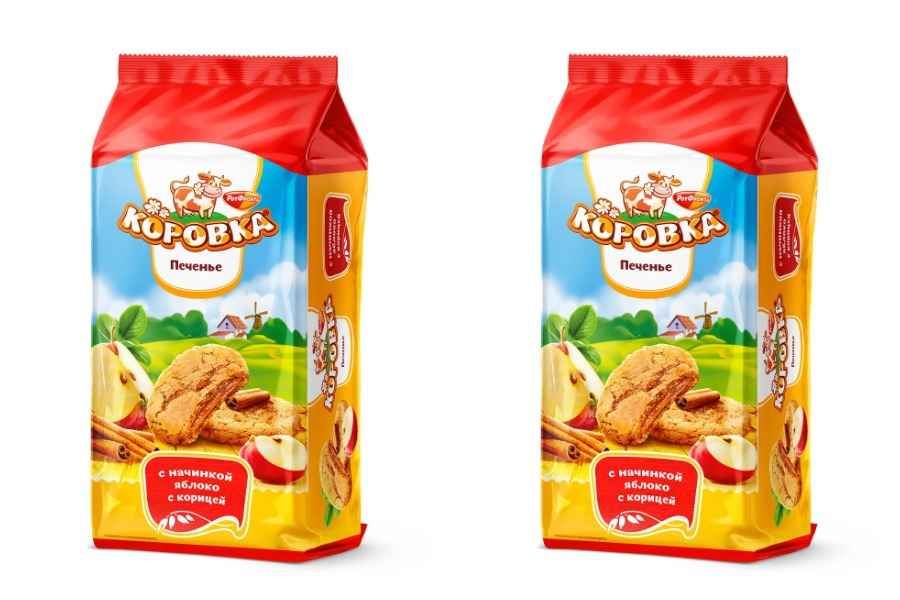 РотФронт Печенье Коровка с начинкой яблоко с корицей 160 г, 2 уп