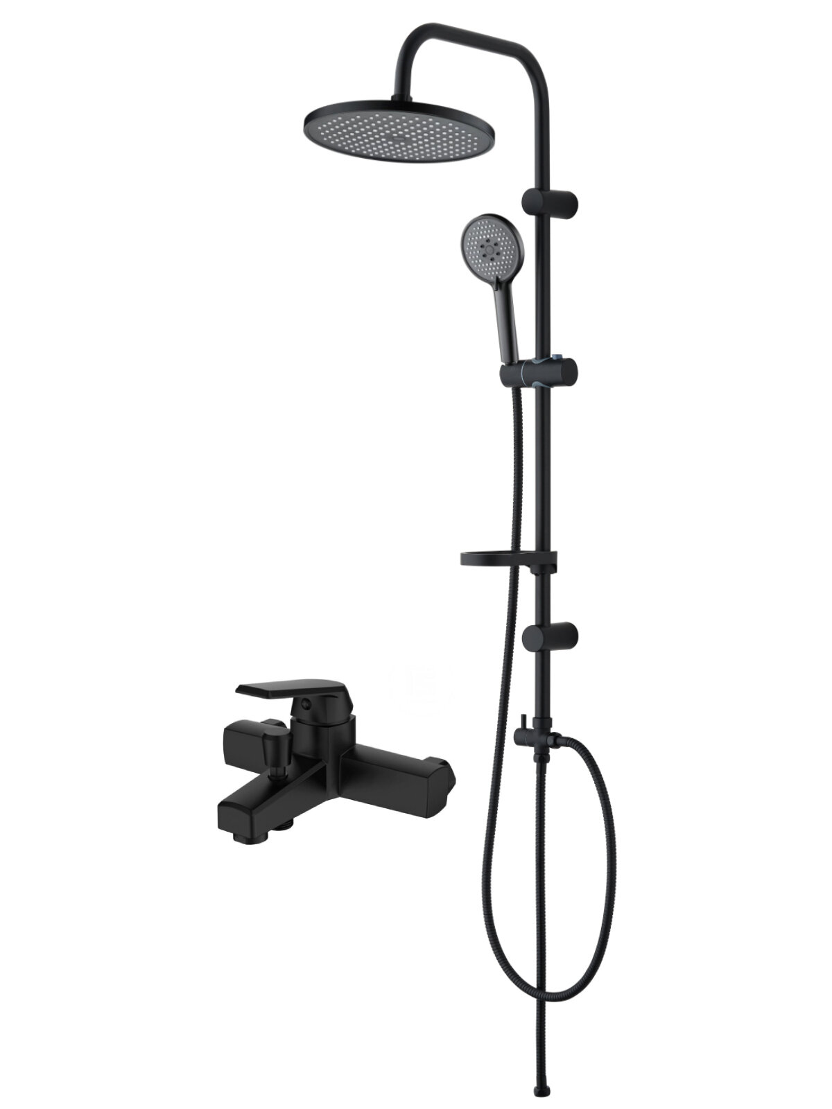 OneLife P02SO-822b Душевая система с полимерным смесителем для ванны, черная матовая