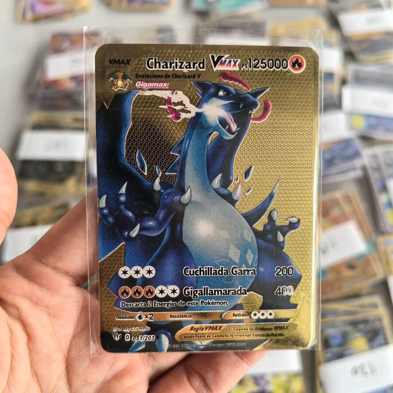 Charizard Vmax Gold, Коллекционная карта Pokemon, Синий, English-1