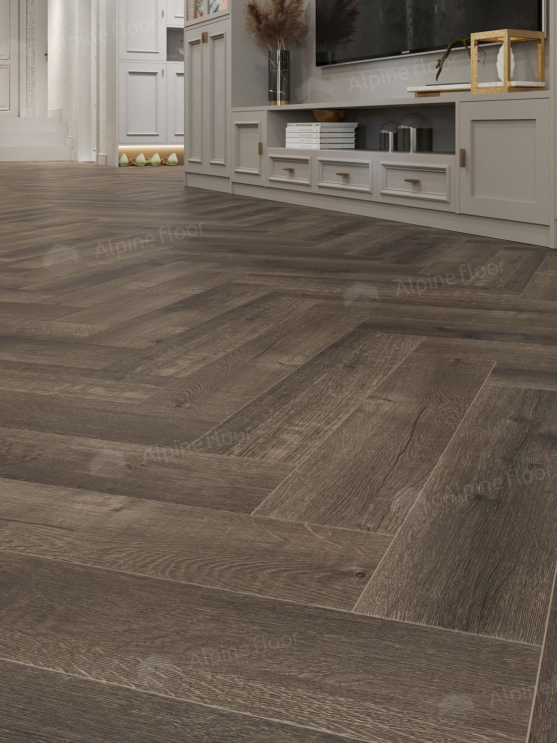 Ламинат SPC ёлочка Alpine Floor Parquet Light ECO 13-19 Дуб Антарес, толщина 4мм, площадь 1,95м. кв, планка 600х125х4
