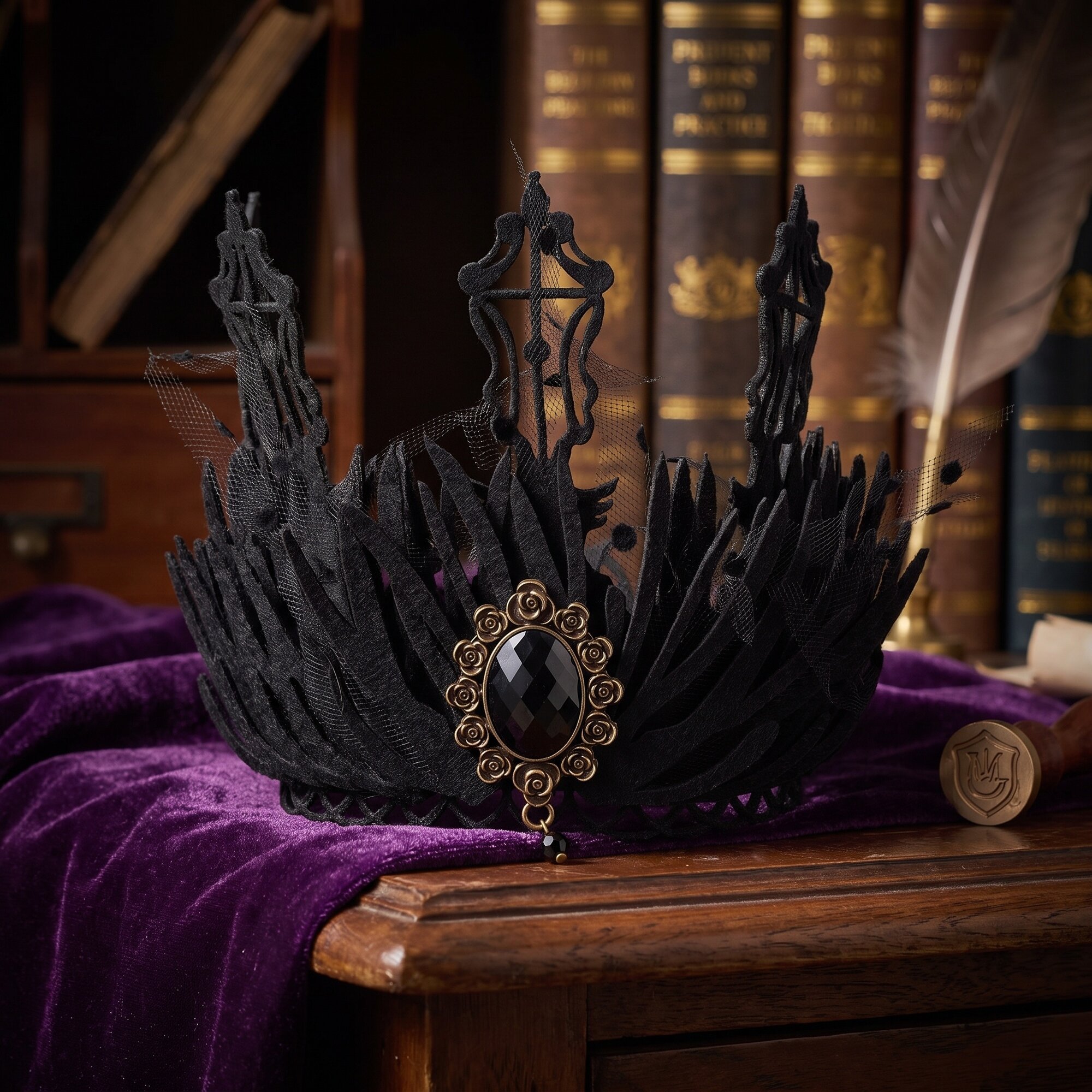 Ретро тканевая корона для женщин черного цвета для косплея и праздничных мероприятий