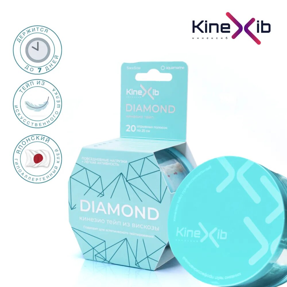 Кинезио тейп KineXib ULTRA DIAMOND, тейпы для тела, шелковый (5м*5см)