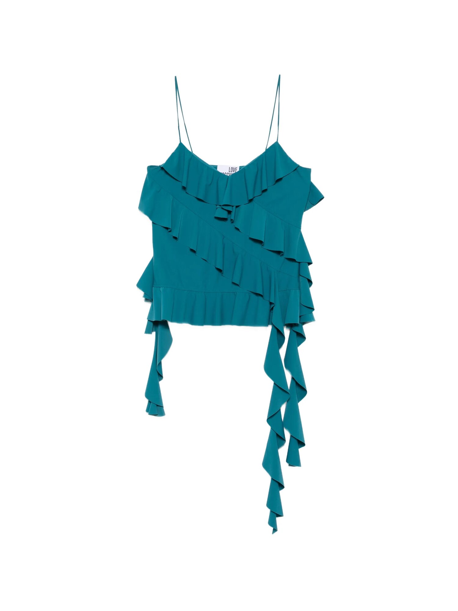 Топ LOVE MOSCHINO Ruffled spaghetti-strap top, размер 44