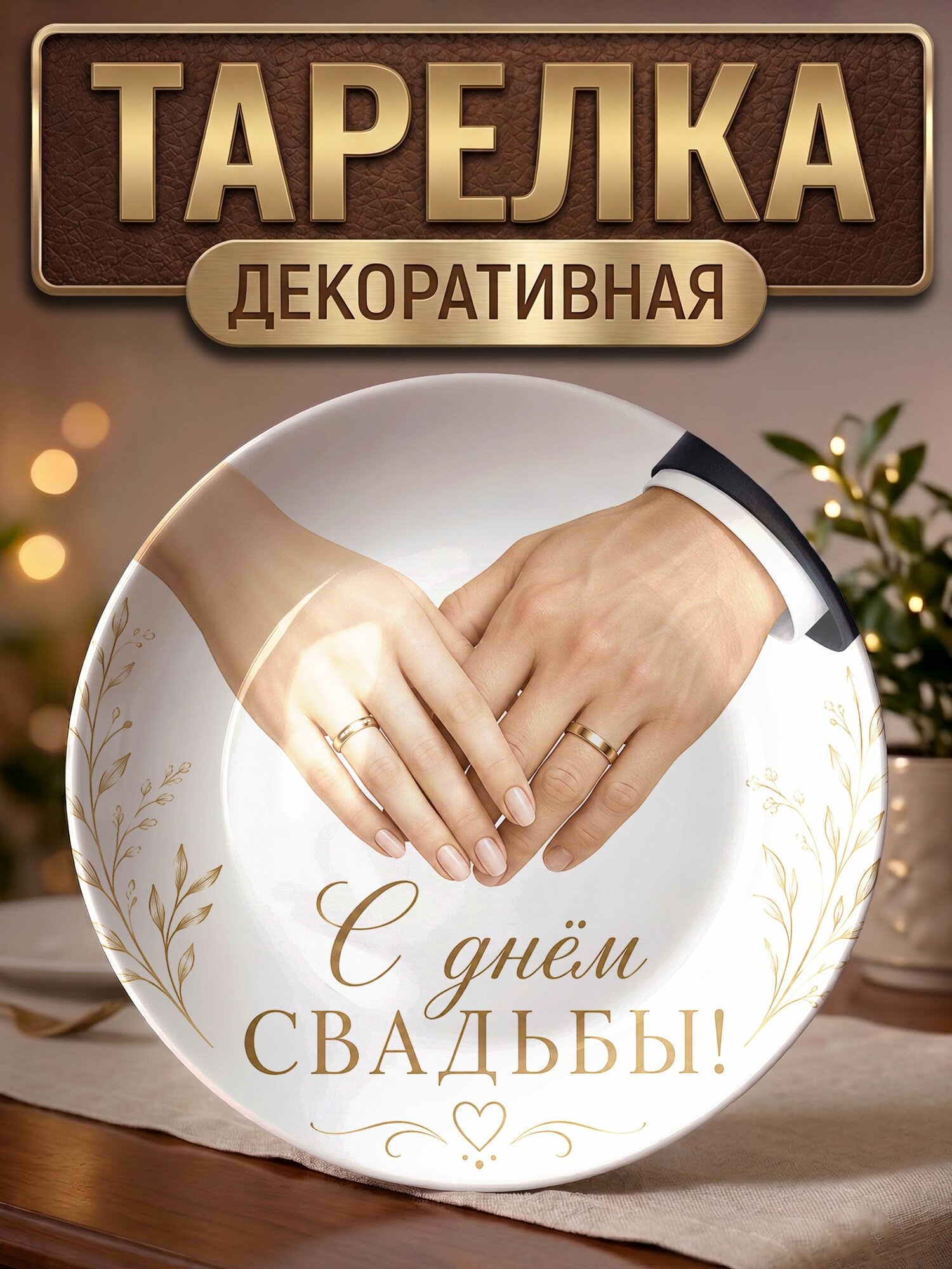Тарелка декоративная С днём свадьбы