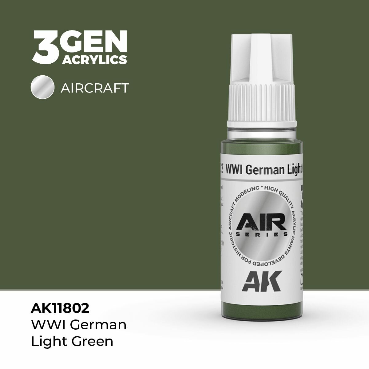 Акриловая краска AK Interactive WWI German Light Green 3GEN AIR, 18мл