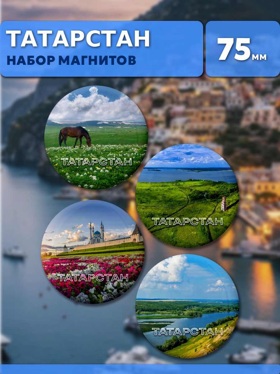 Магниты Татарстан. 4 шт диаметром 75 мм.