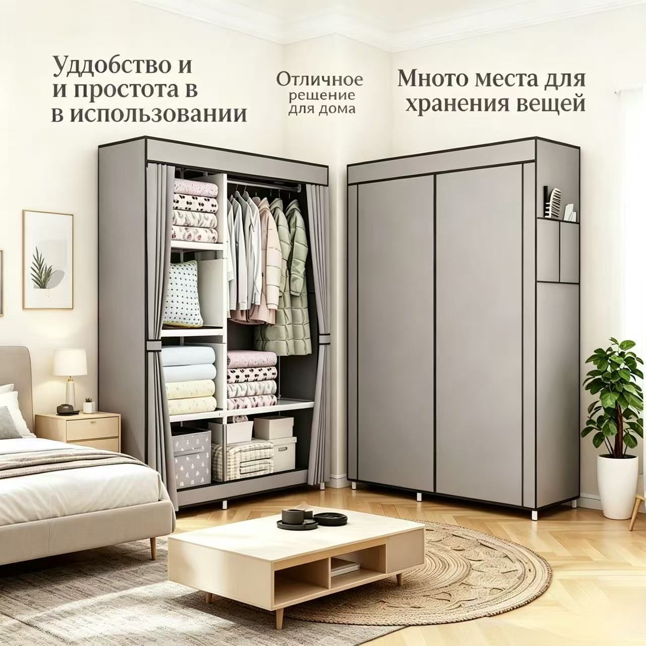 Шкаф складной 105х45х165 см, ширина 105 мм, высота 165 мм, компактный размер для повседневного использования