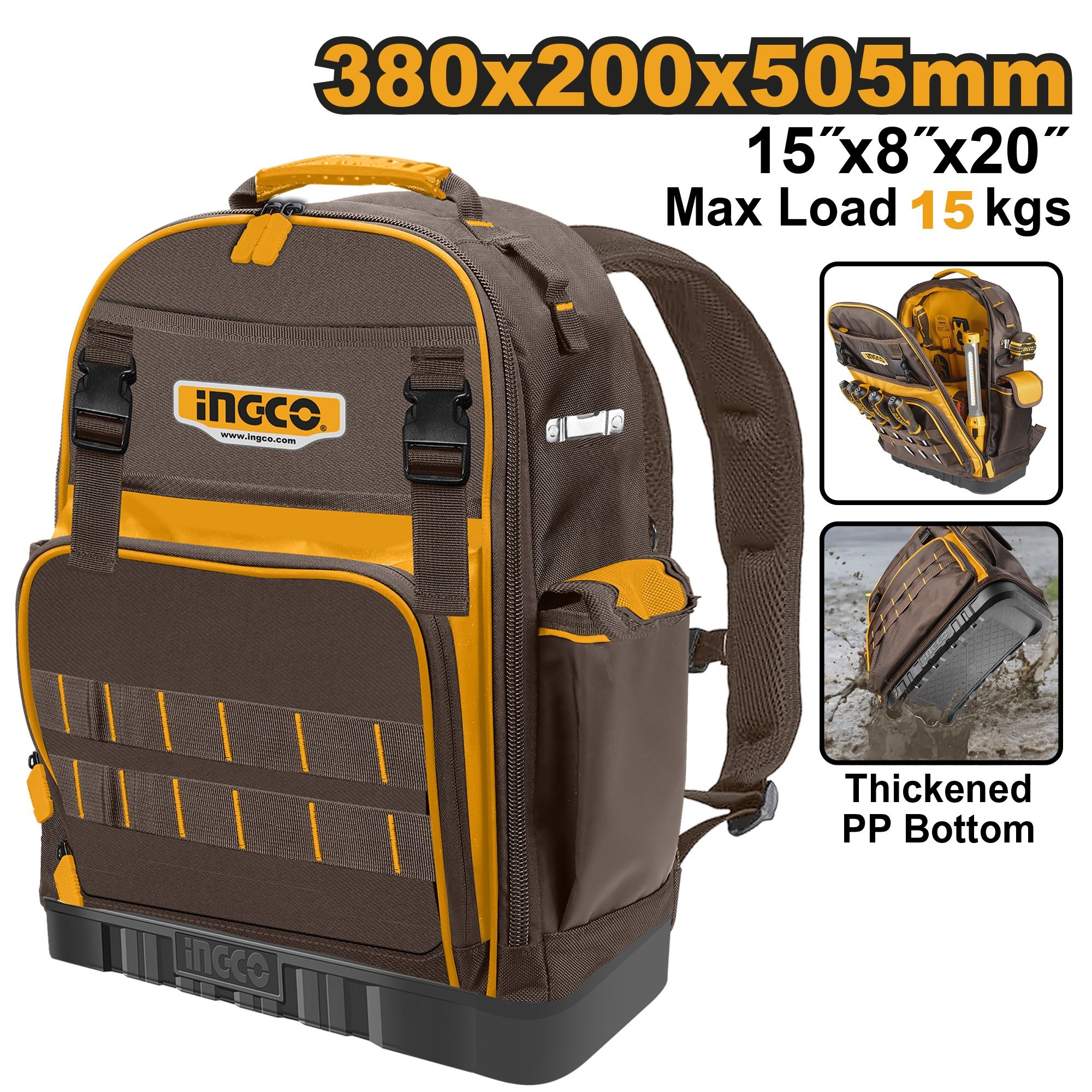 Рюкзак строительный для инструментов 380x200x505 мм INGCO INDUSTRIAL