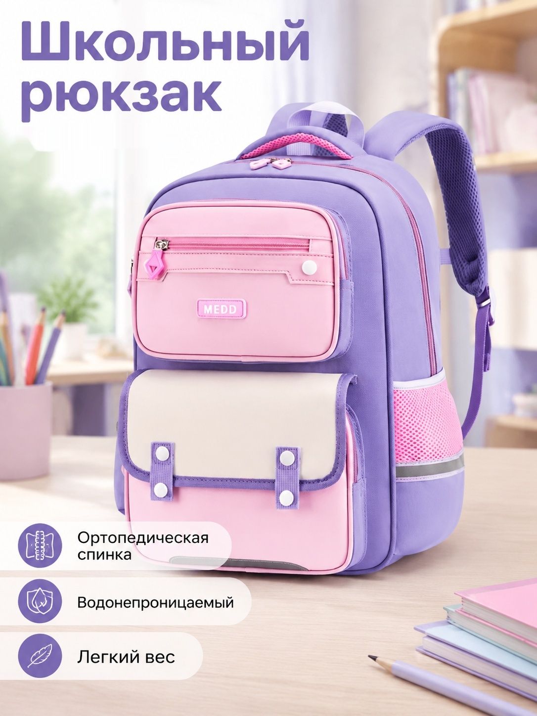 Рюкзак школьный лёгкий многослойный вместительный для начальных классов и прогулок