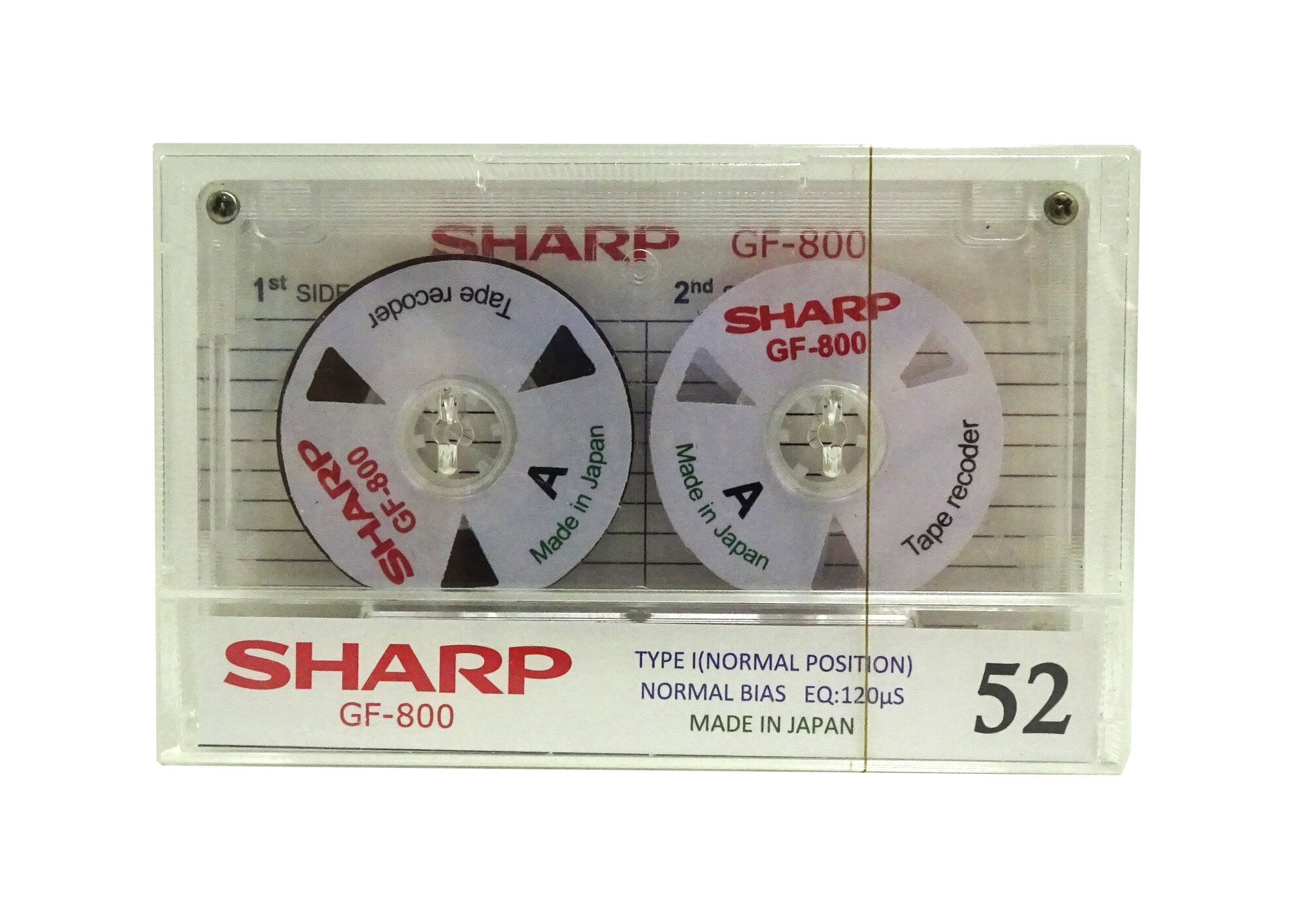 Аудиокассета c белыми боббинками "SHARP GF-800"