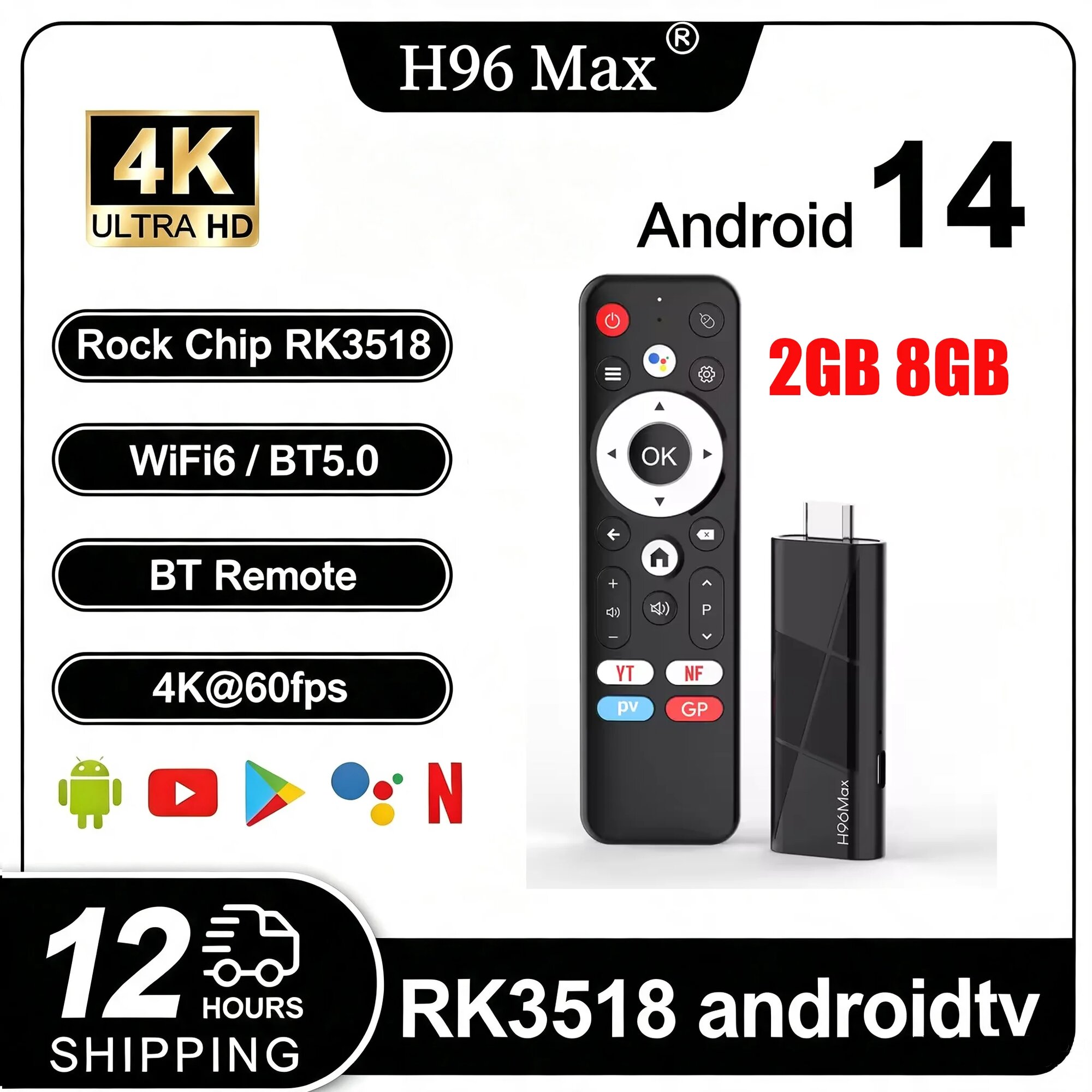 H96 MAX Android 14 ТВ приставка 4К 2GB 8GB
