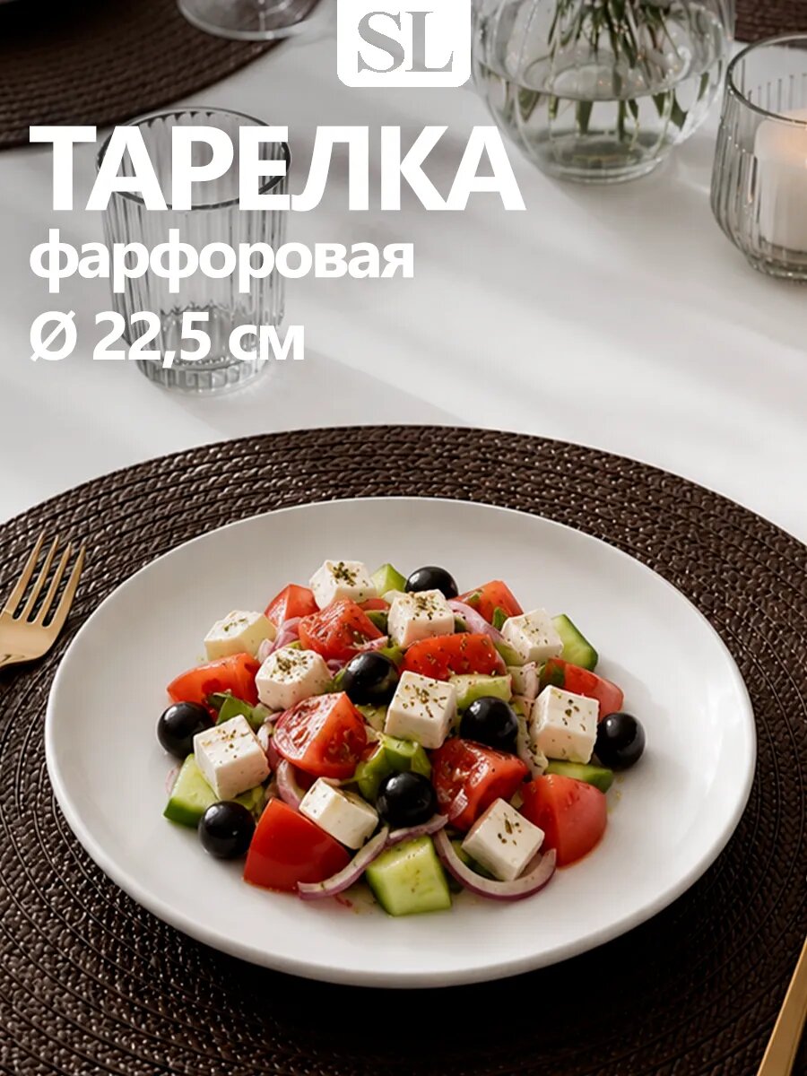 Тарелка обеденная Доляна "White Label", 22,5х22,5х2 см, цвет белый