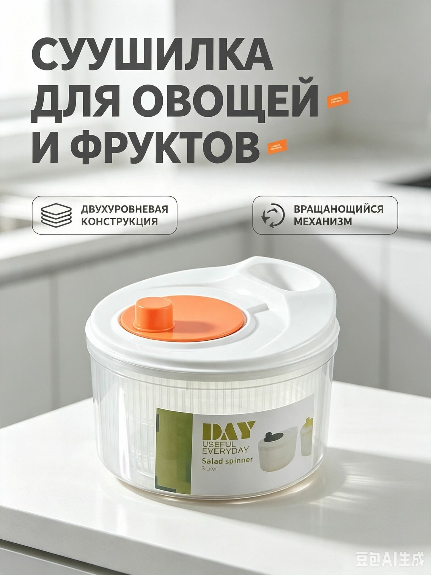 Сушилка для салата, зелени 1 ярус
