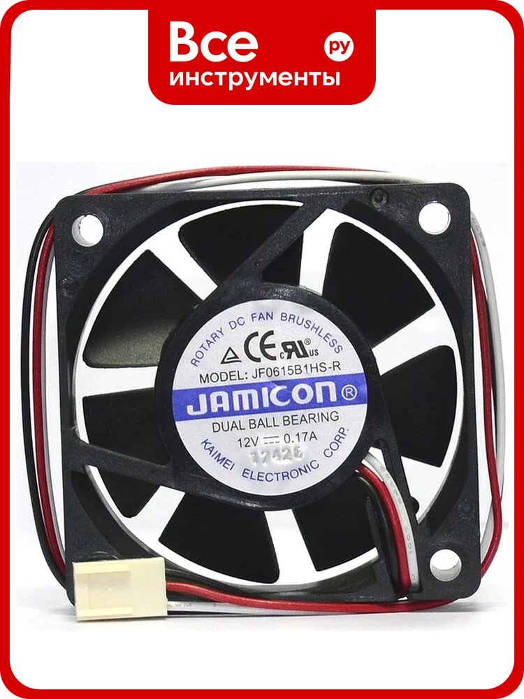Вентилятор Jamicon JF0615B1H 60х60х15 12В с разъемом 2 конт. MOLEX 5239-2(PHU-2) С00035580