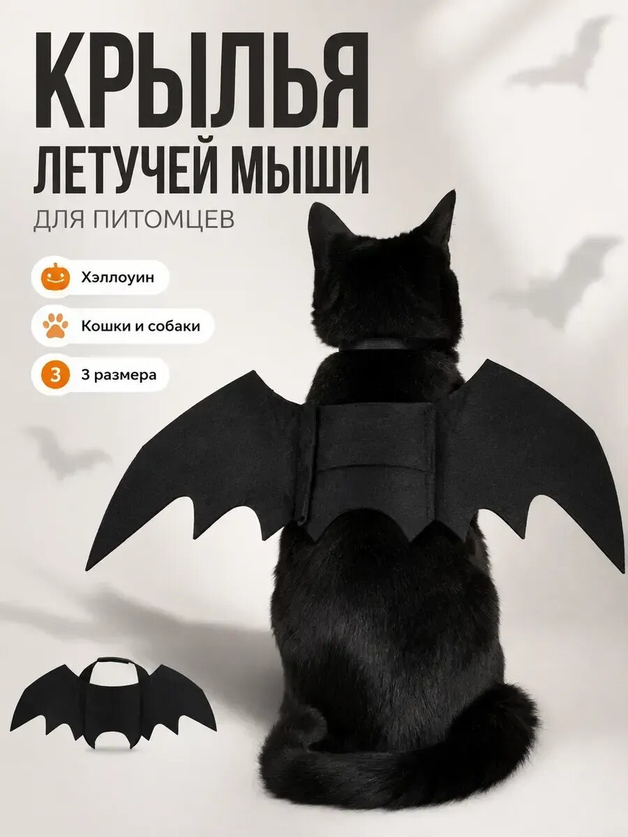 Крылья летучей мыши для кота и собаки на Хэллоуин S