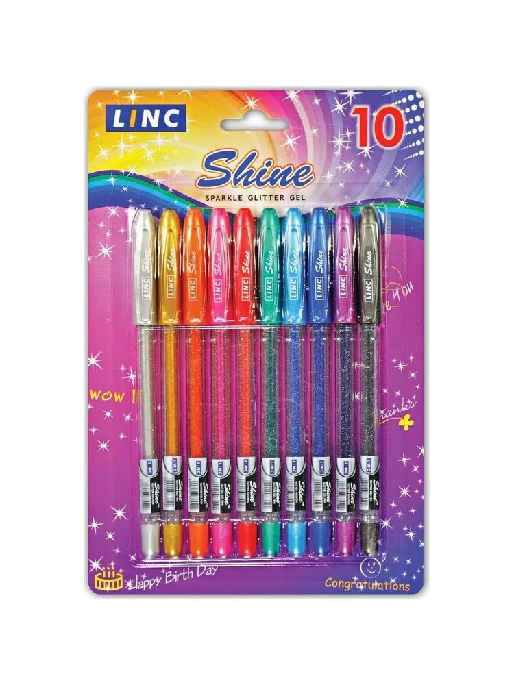 Linc Shine 10 шт Гелевая ручка, разноцветная, 1 мм