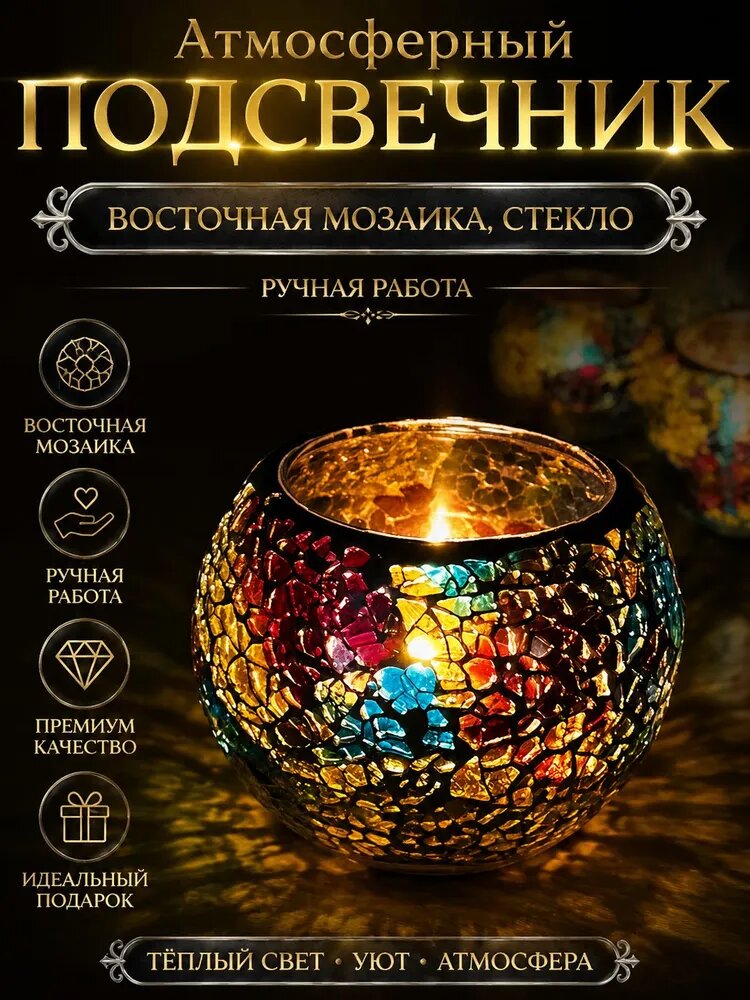 Подсвечник для 1 св. 1 шт стекло бирюзовый