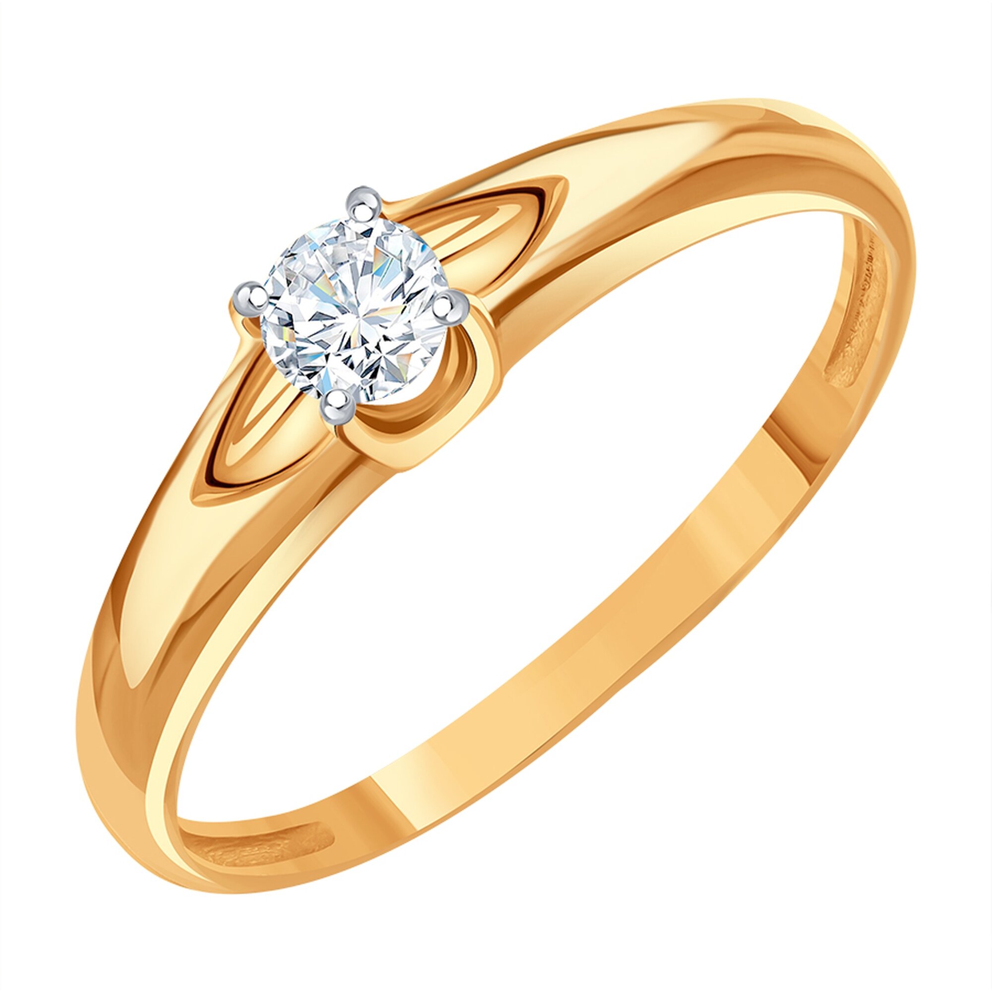Кольцо Diamant online, красное золото, 585 проба, бриллиант