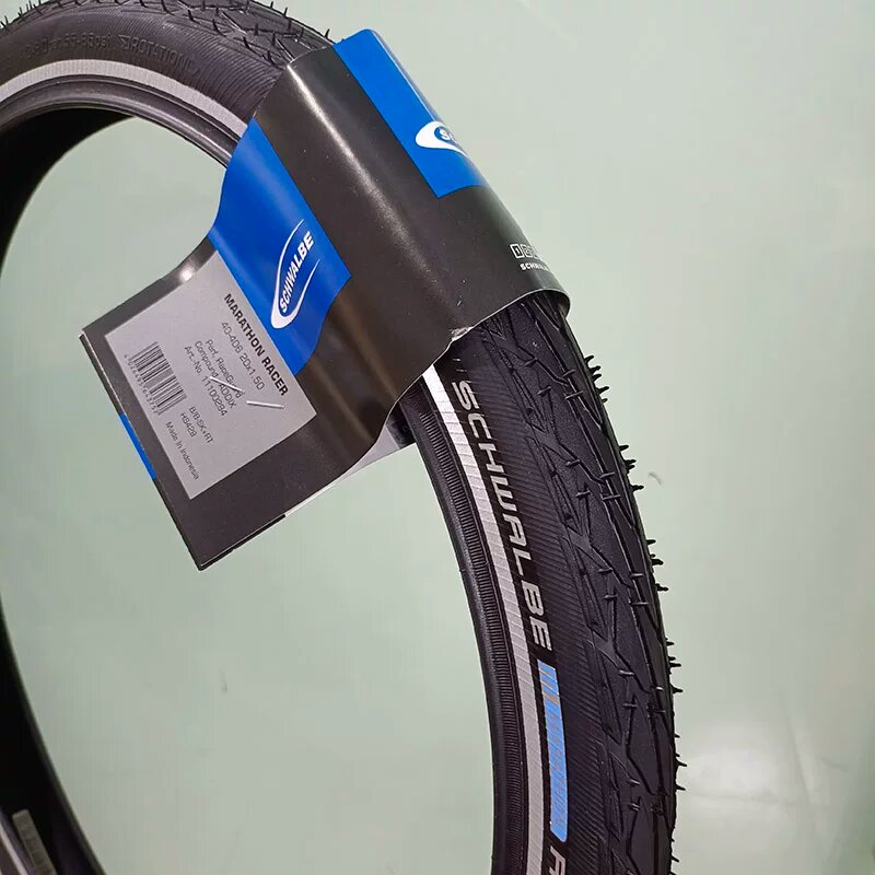 20x1.5 Стальная проволока велосипедная шина, 406, Marathon Racer, черная, 379 г за штуку
