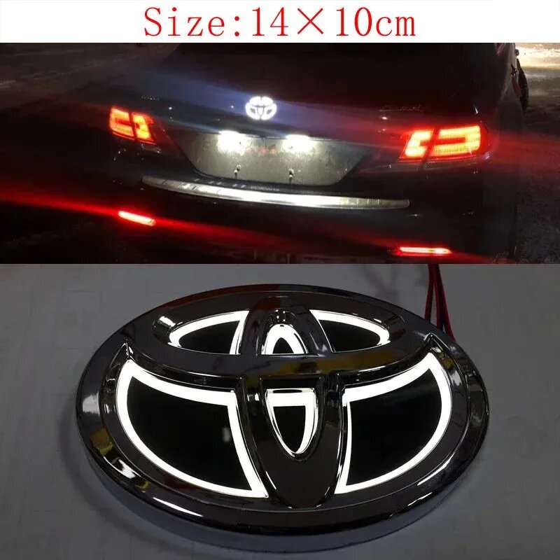 Светодиодная эмблема Toyota передняя LED, подсветка логотипа авто для Corolla, Rav4, Yaris, CHR, Hilux, Camry, Land Cruiser, Supra, Wish, Auris, Avensis