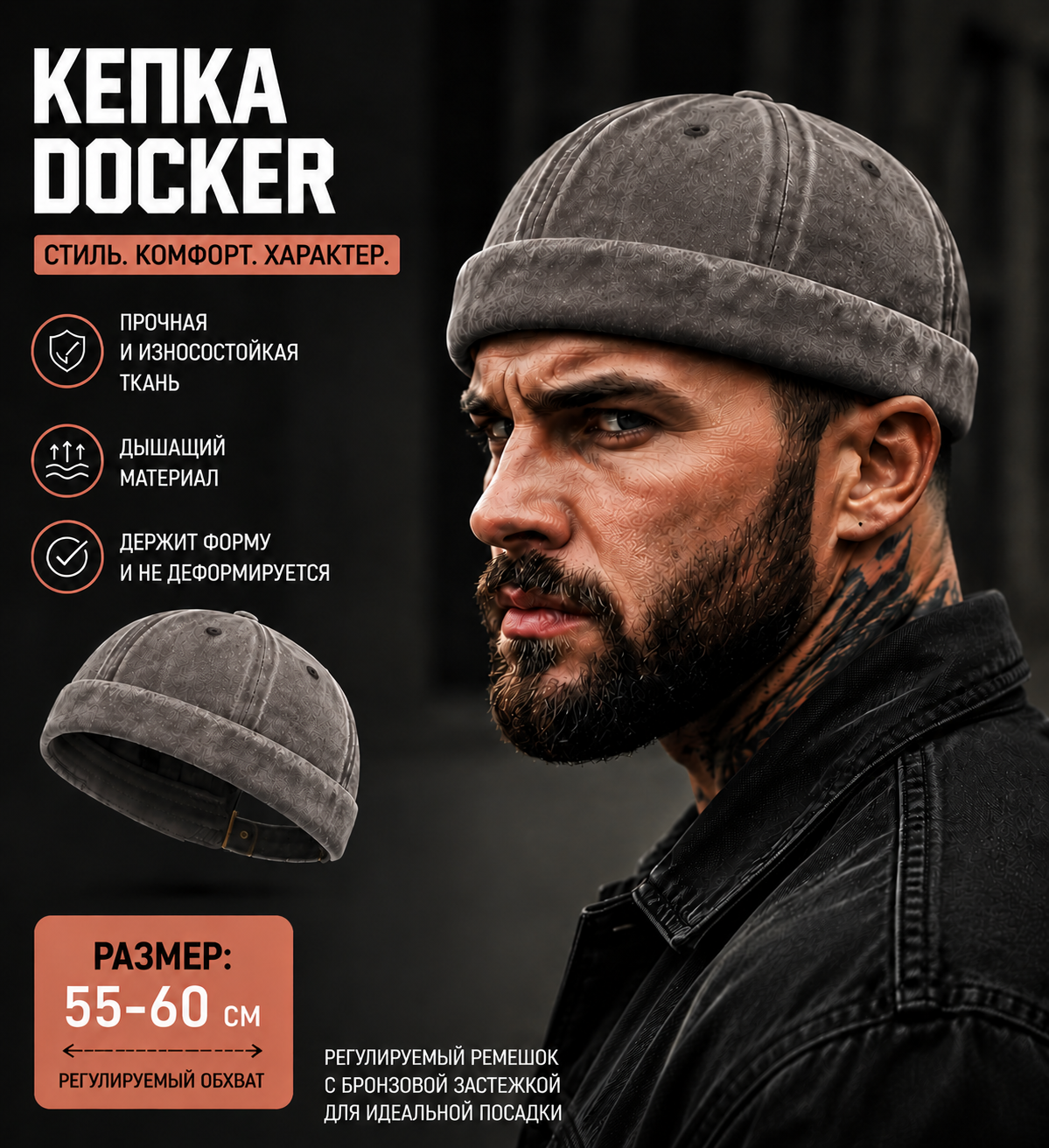 Кепка  Docker для мужчин и женщин