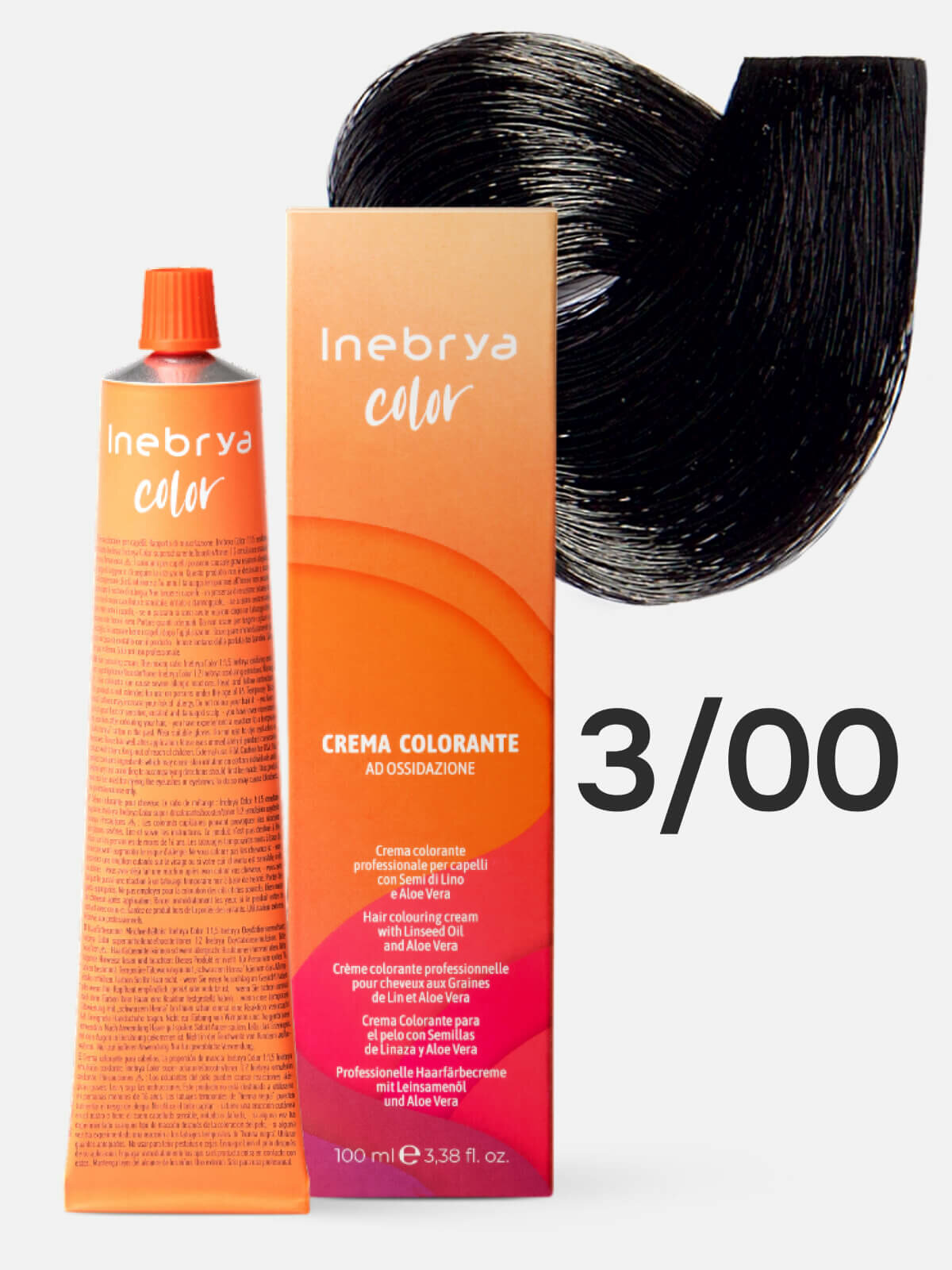 Крем - краска для волос профессиональная Inebrya Color Professional 3/00 Темный каштановый Интенсивный натуральный, 100 мл