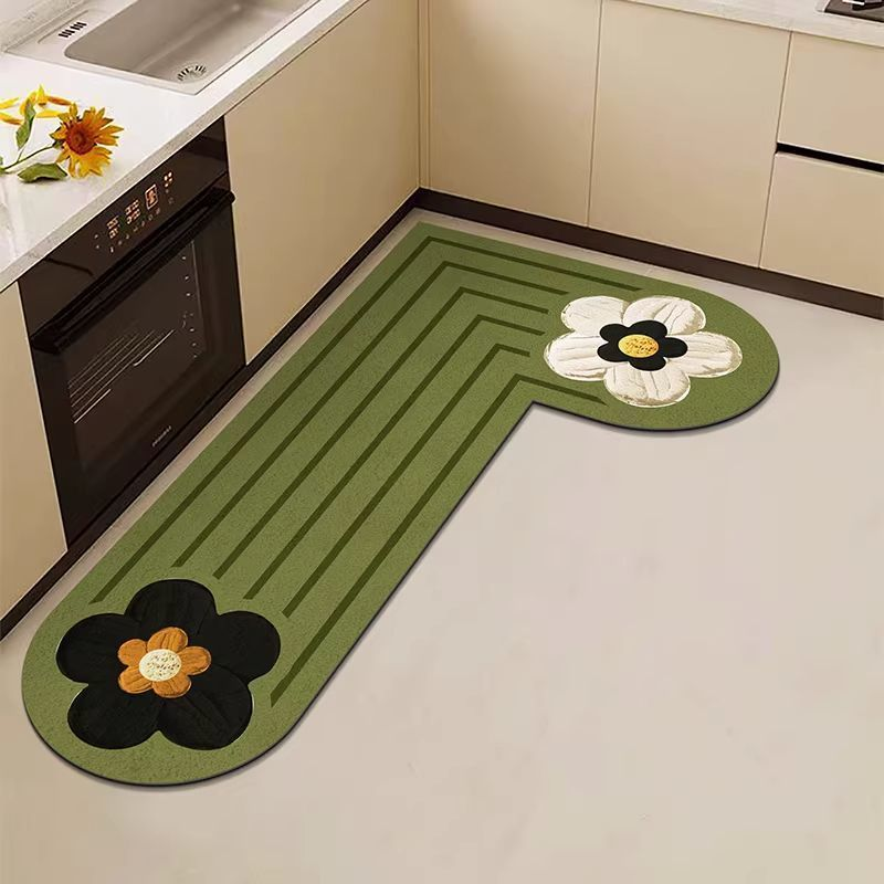 Диатомовые грязевые водостойкие и цветок кухонные коврики,120*80cm, Прямоугольник, Налево