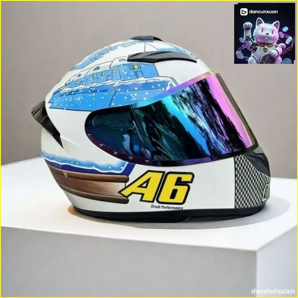 Мотошлем интеграл AGV Pista GP Rossi Winter Test M белый, голубой