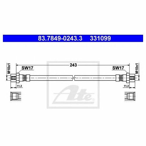 Шланг тормозной Ate 83784902433 для Skoda Yeti; VW Eos, Scirocco