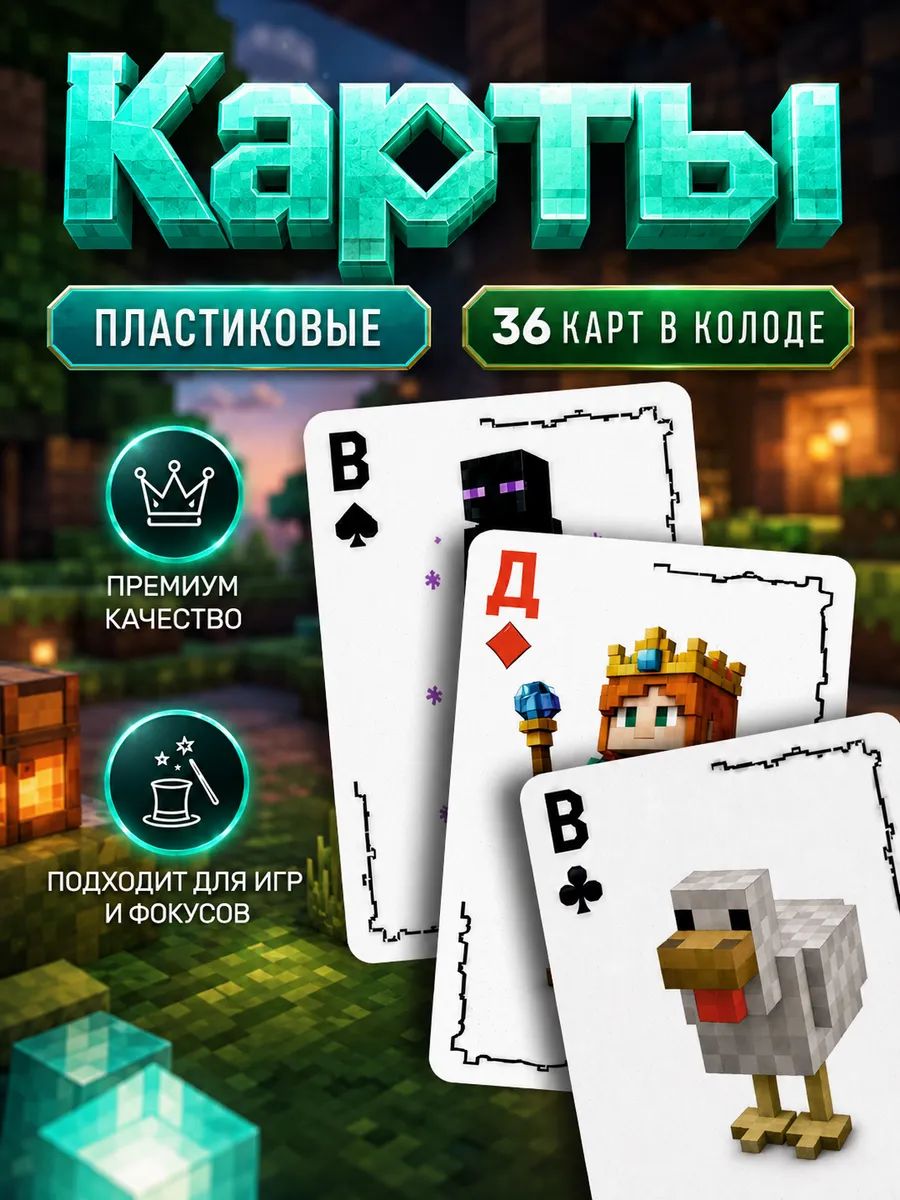 Карты игральные пластиковые Minecraft